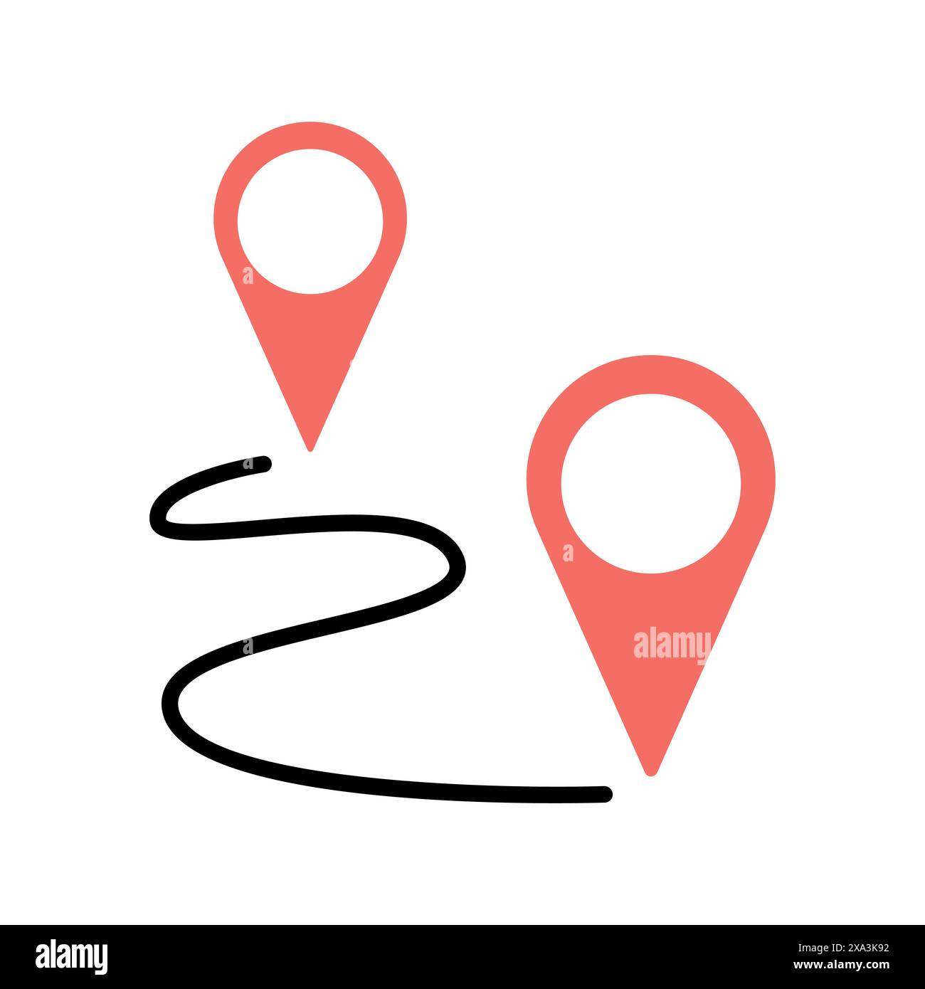 Map set icon. Road sing, red location pin, pointer, route, location ...