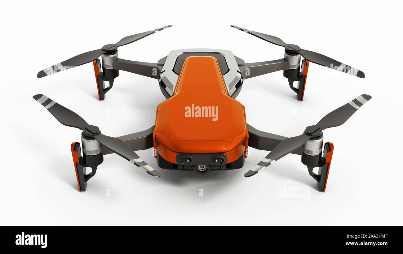 Multi rotor drone isolated on white background. 3D illustration Stock ...