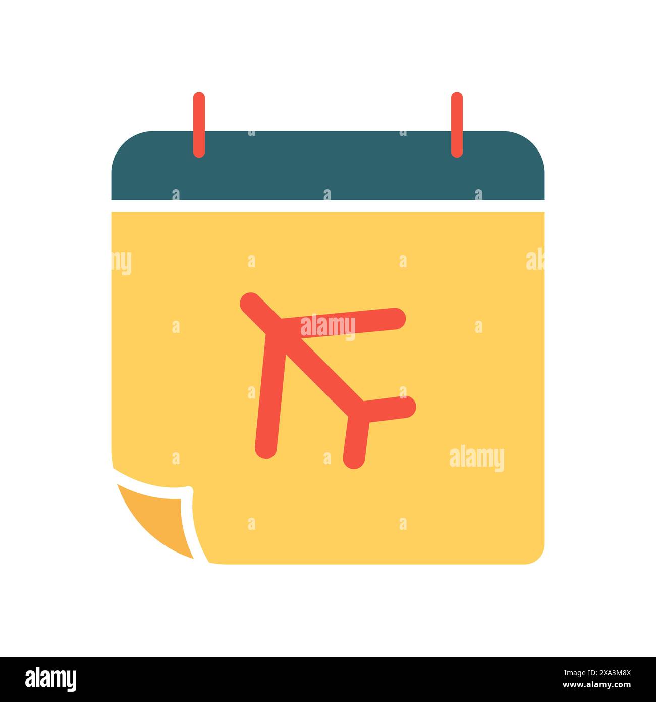 Travel itinerary set icon. Yellow and red calendar, airplane symbol ...