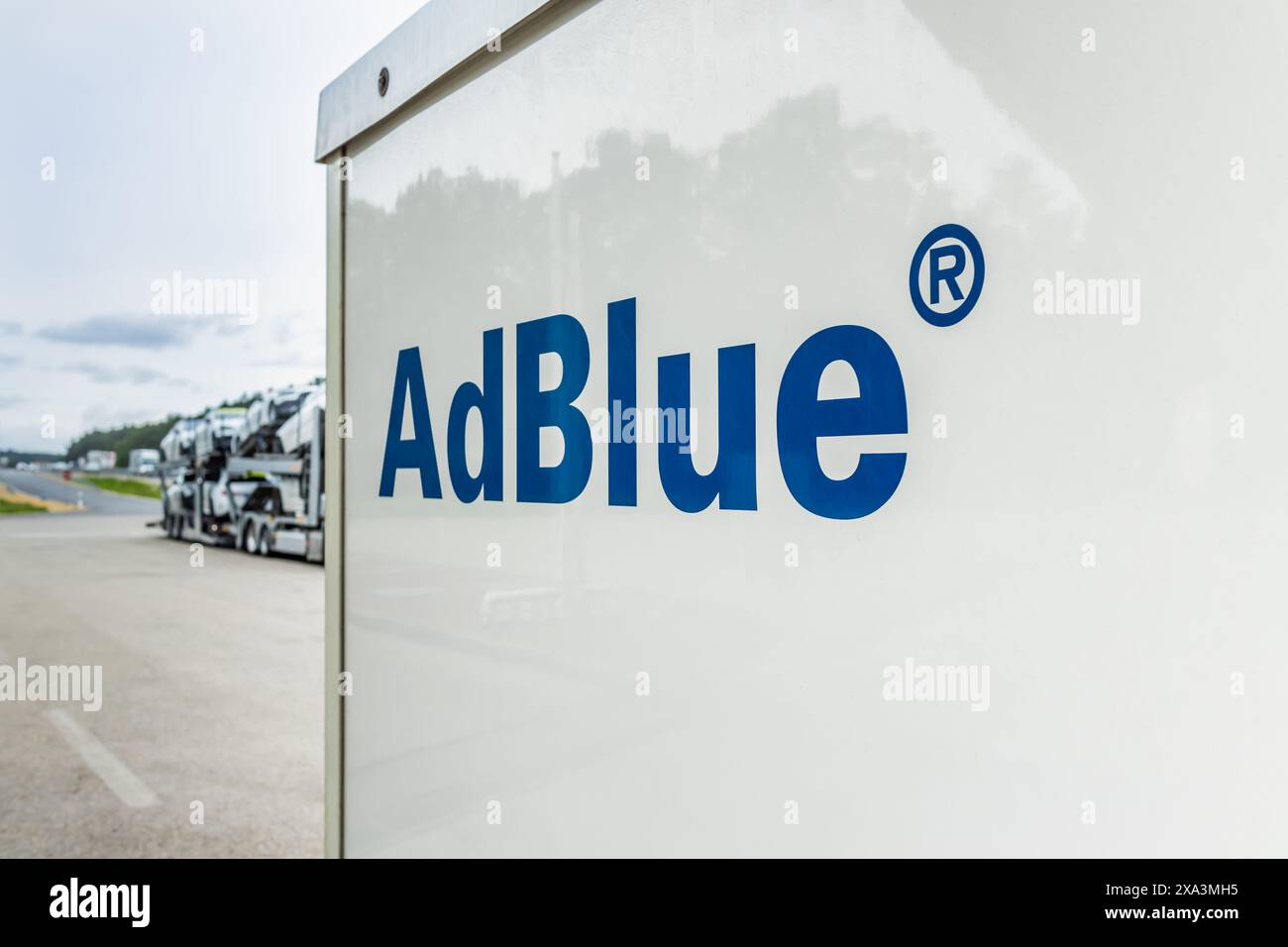 Prag, Czech Republic - May 28, 2024: The AdBlue tank at OMV gas station ...
