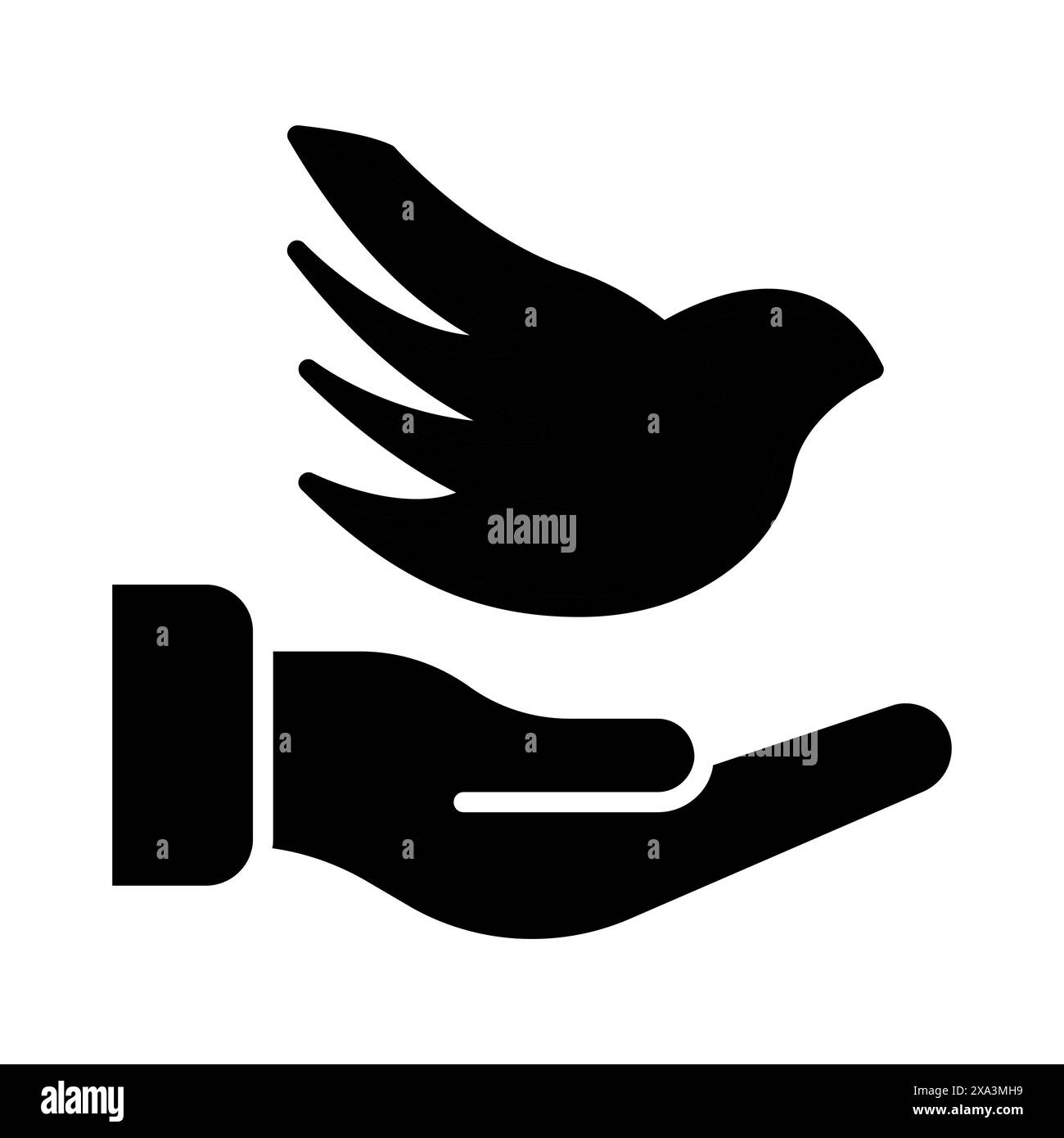 Peace and freedom icon. Hand holding blue bird, peace, freedom, harmony ...