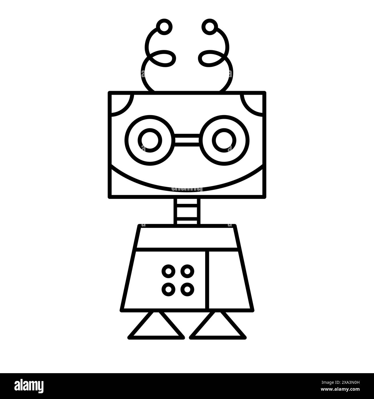 Cute Funny Robot Character Outline Doodle Icon Stock Vector Image & Art ...