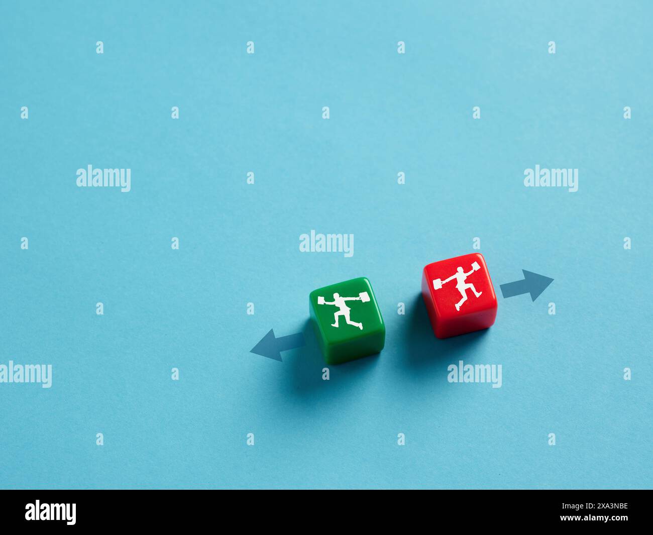 Businessmen running to opposite directions. Different individual ways ...