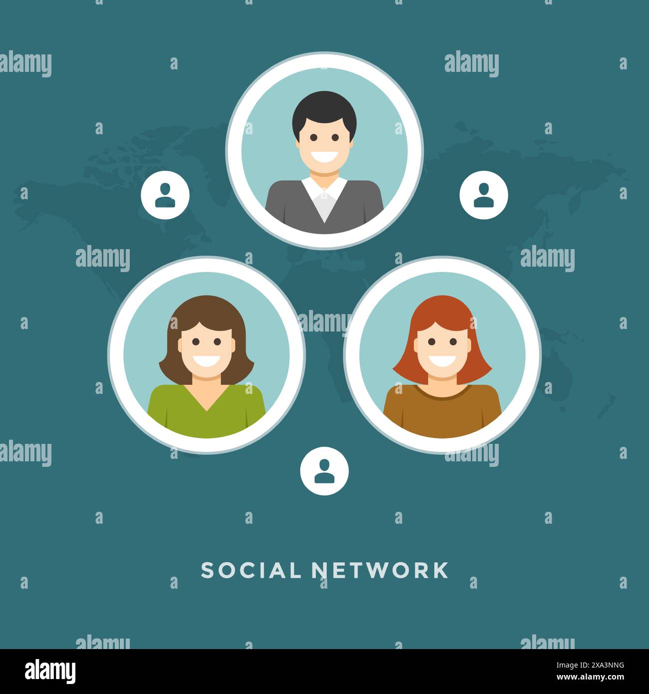 Flat design vector business illustration concept Social network users ...
