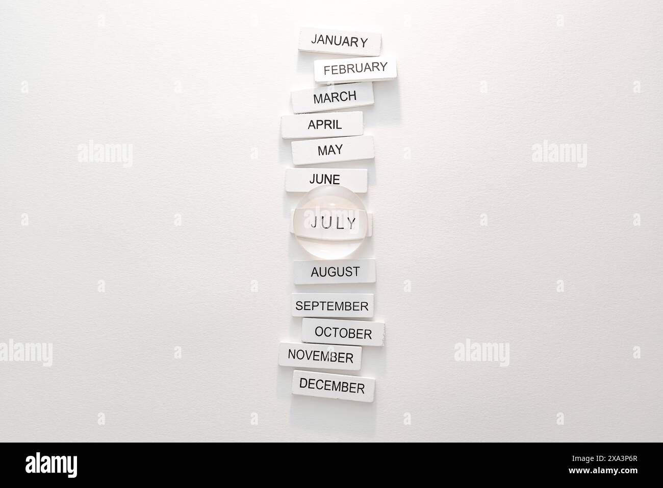 White Tiles With Months of the Year Displaying July Stock Photo - Alamy