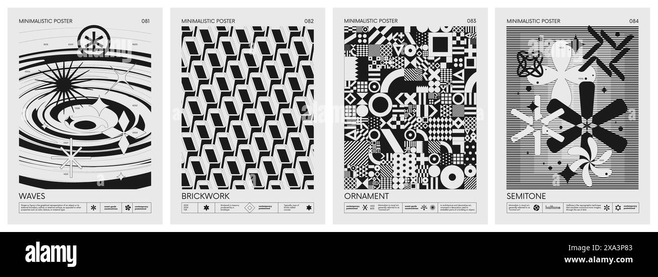 Abstract modern geometric vector Minimalistic Posters with simple ...