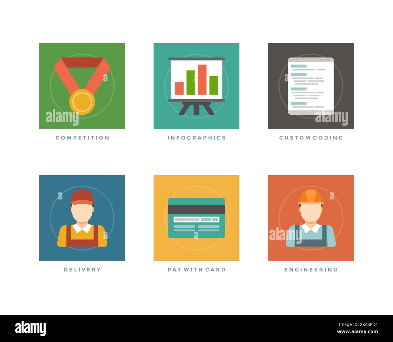 Business flat design icons, Competition gold medal, Infographics ...