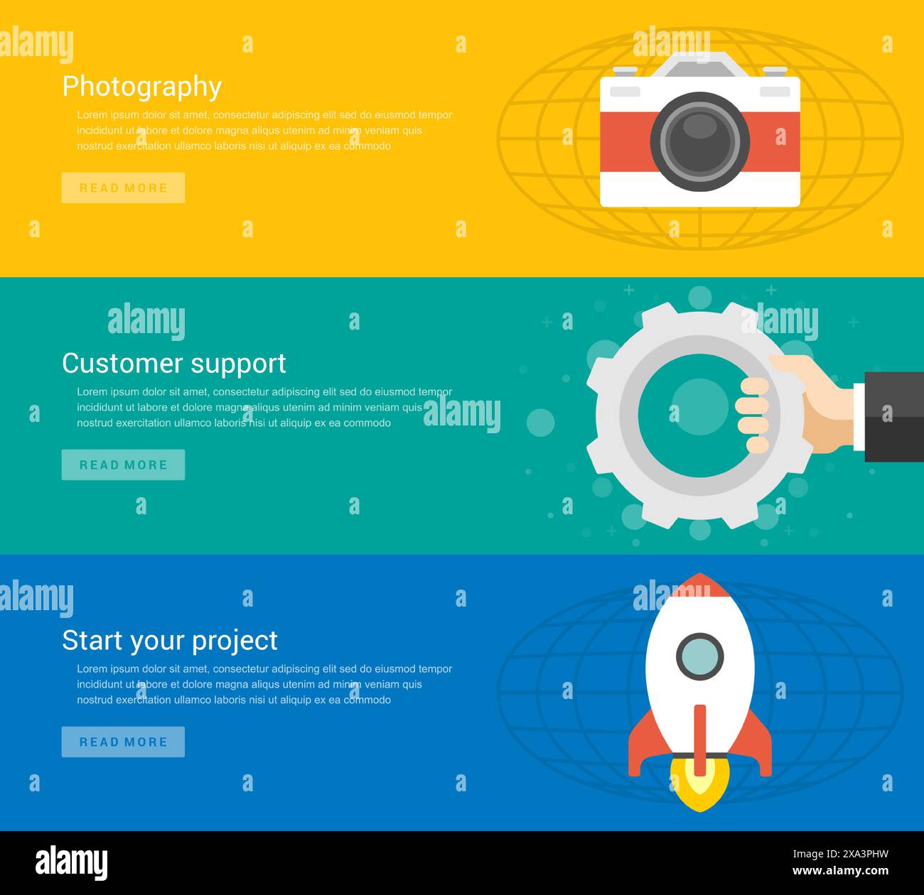 Website Headers or Promotion Banners Templates and Flat Icons Design ...