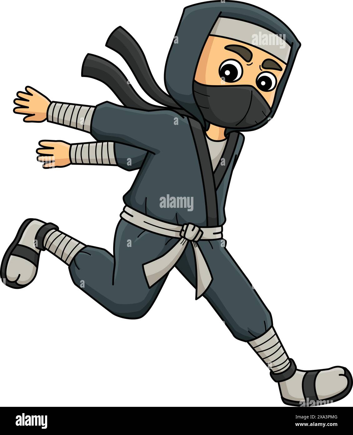 Ninja Running Cartoon Colored Clipart Illustration Stock Vector Image ...