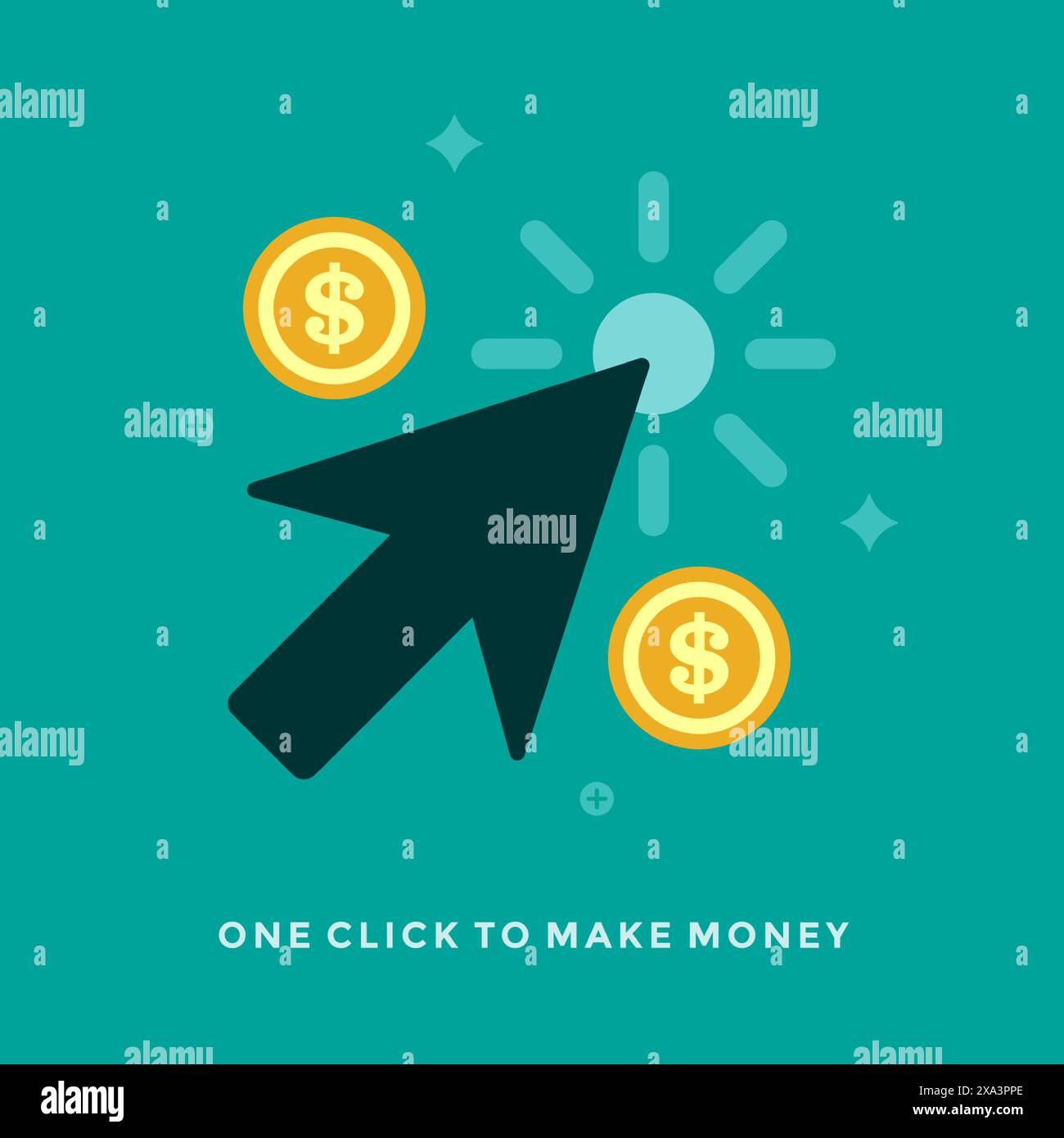 Flat design vector business illustration concept One click money arrow ...