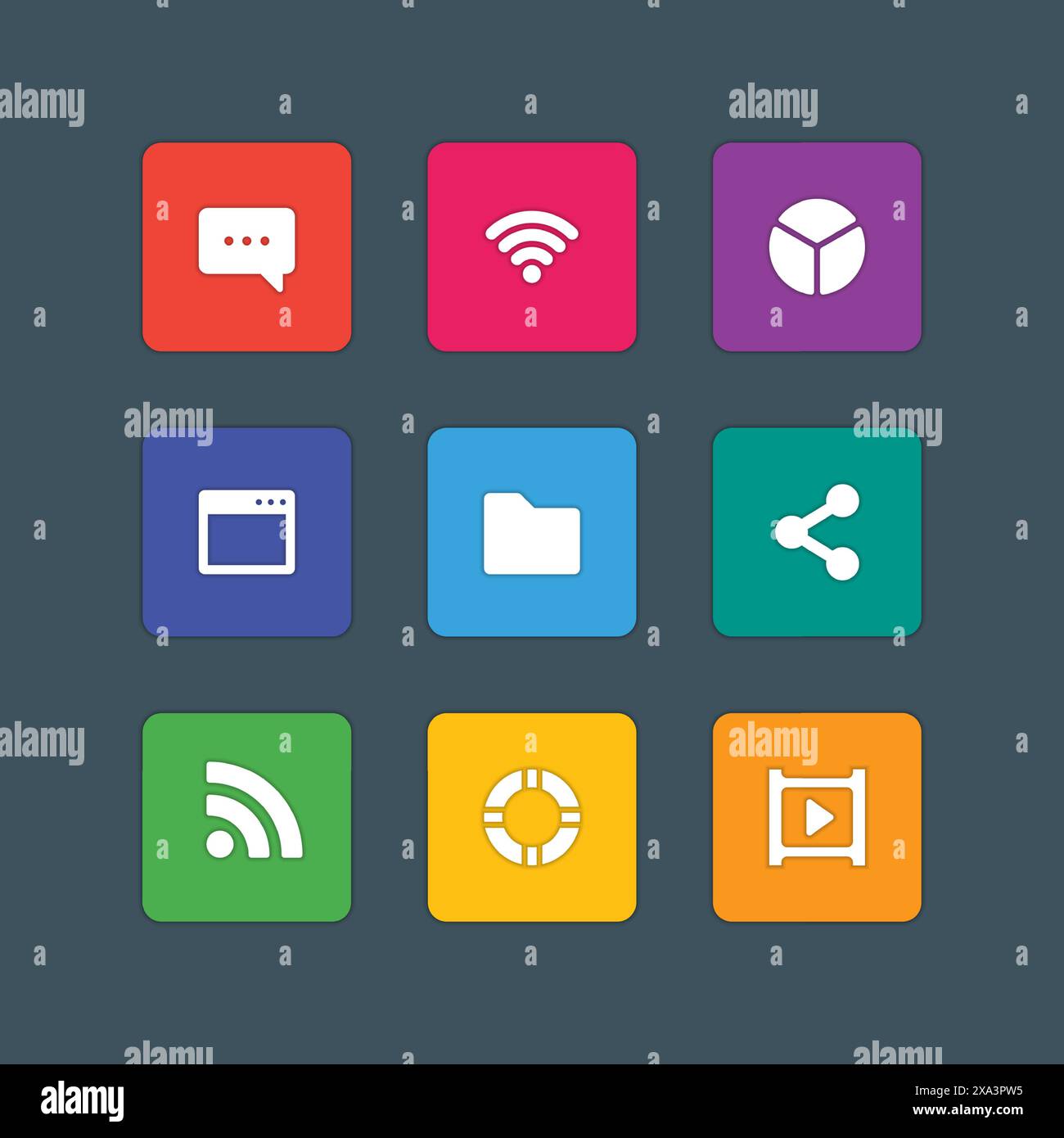 Material design style icons vector sign and symbols Message, Wi-fi ...