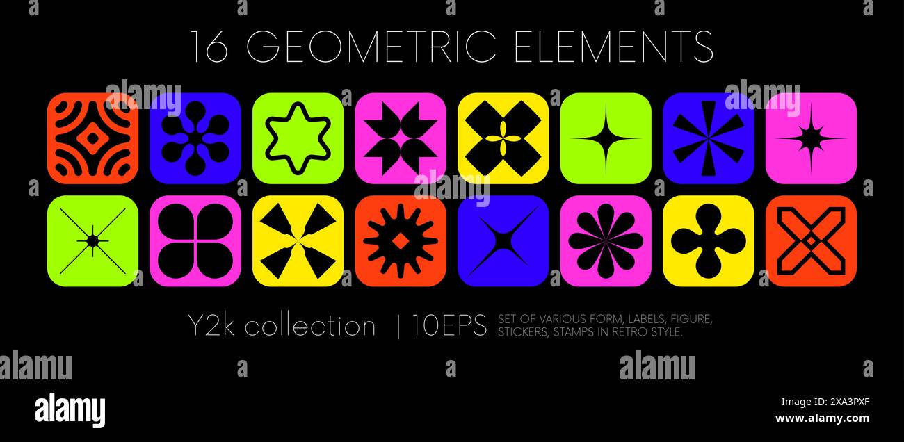 Colorful vector set of brutalist abstract shapes with minimalist ...