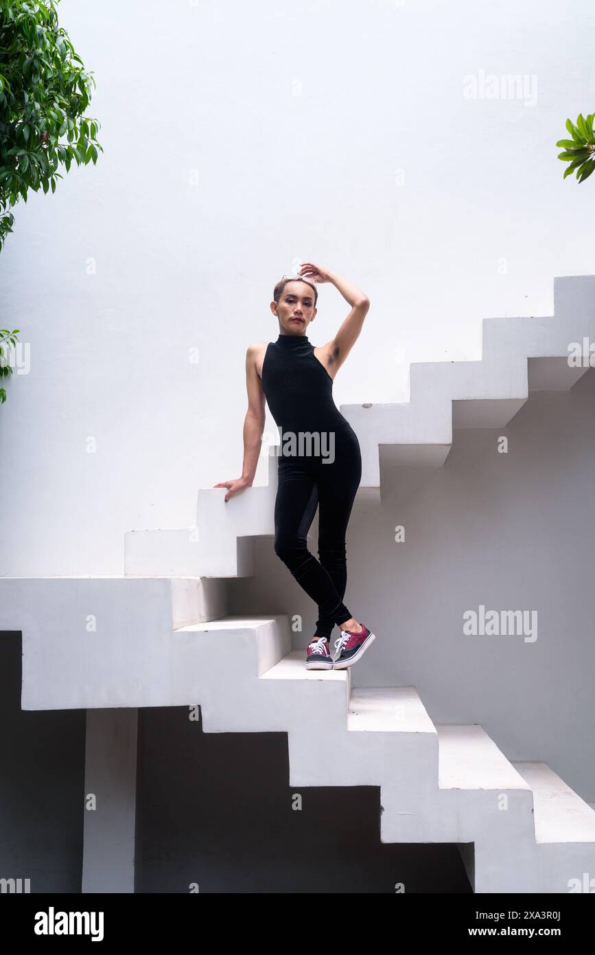 Full body portrait of a beautiful Asian queer LGBT community supporter ...