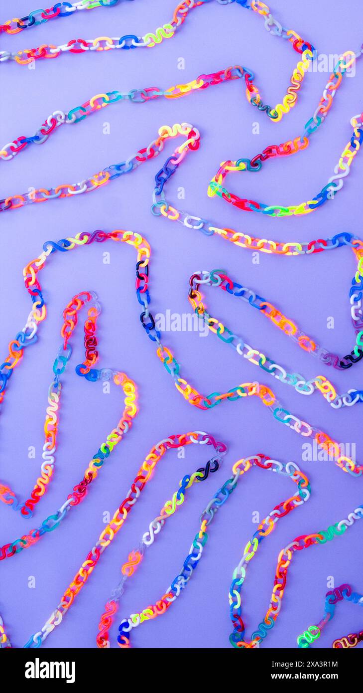 Vertical funky retro disco plastic chain links letters background in ...