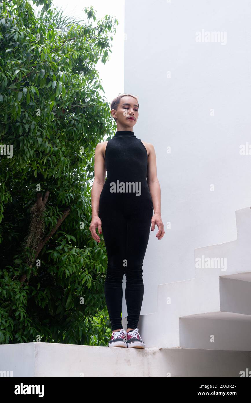 Full body portrait of a beautiful Asian queer LGBT community supporter ...