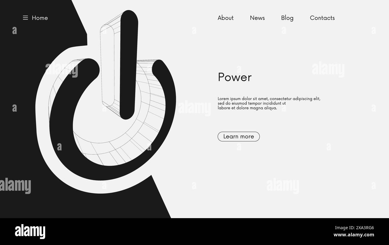Power button, hi-tech on and off sign, futuristic wireframe geometric ...