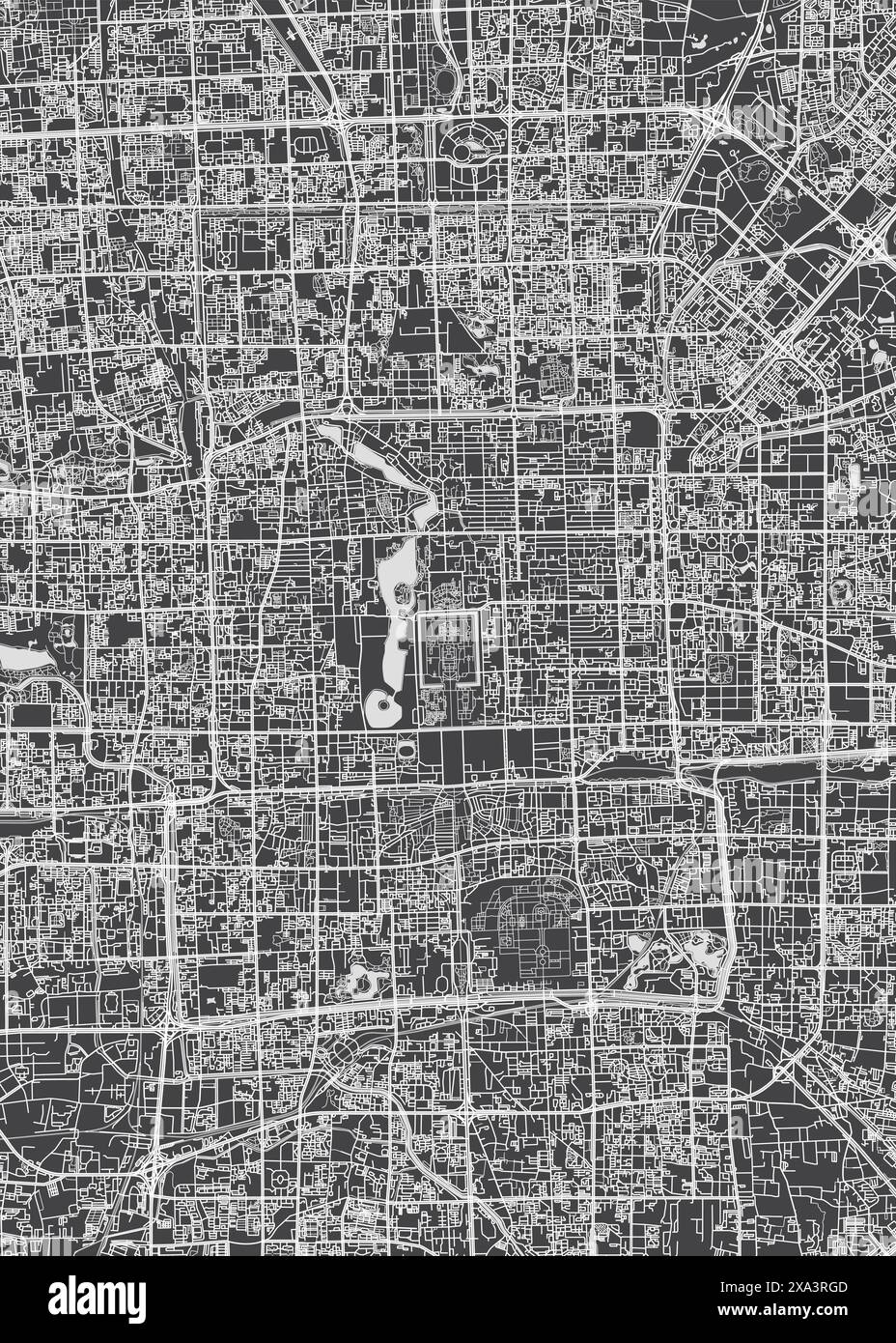 City map Beijing, monochrome detailed plan, vector illustration Stock ...