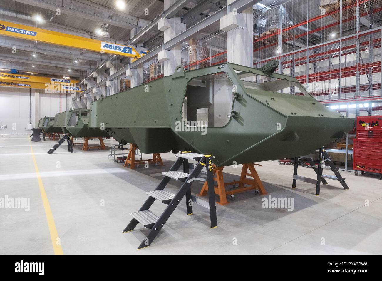 MAY 24, 2024, VALMIERA, LATVIA - Partially assembled Patria AMV ...