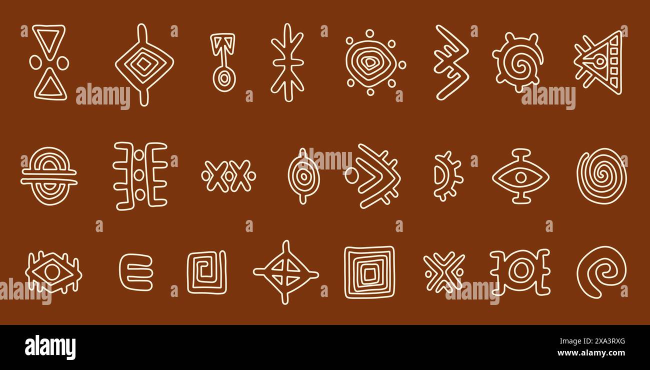Abstract African tribal symbols geometric shapes Stock Vector Image ...