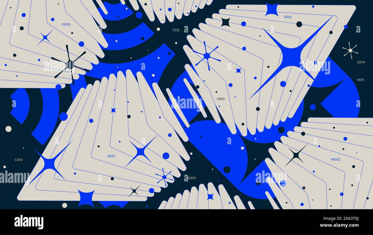 Abstract geometric background with 3d strange wireframes form graphic ...