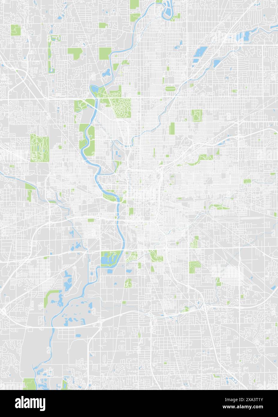 City map Indianapolis, color detailed plan, vector illustration Stock ...