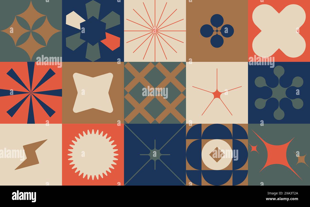 Abstract geometric pattern with silhouette basic figures, aesthetics of ...