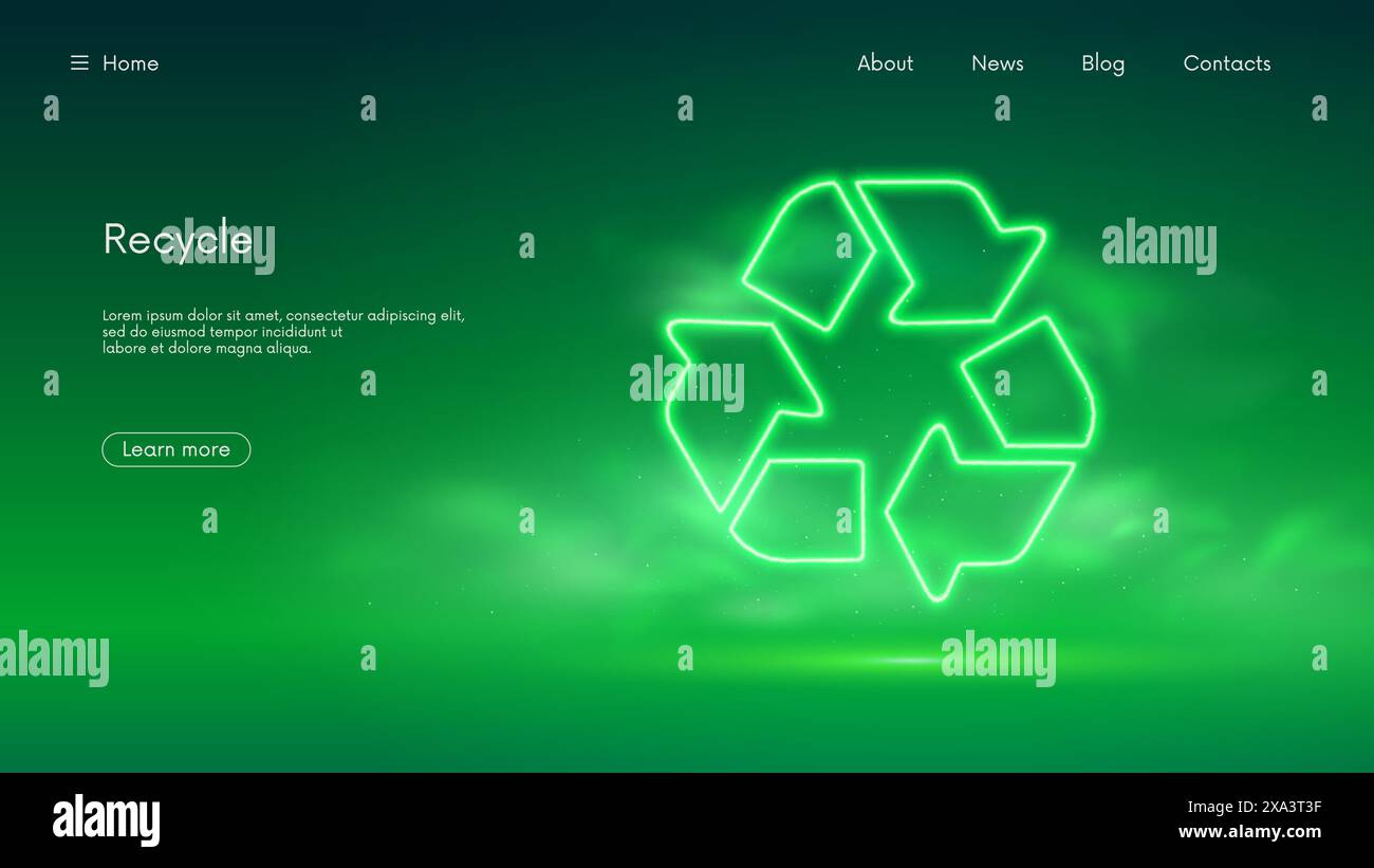 Glowing recycling icon, sorting and reuse eco lending concept, world ...