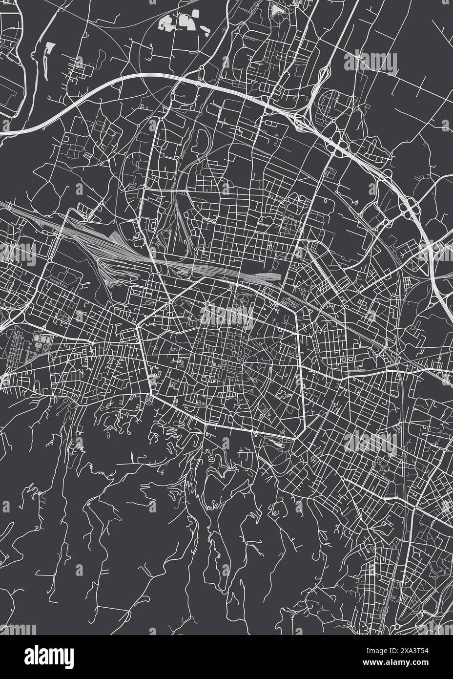 City map Bologna, monochrome detailed plan, vector illustration Stock ...