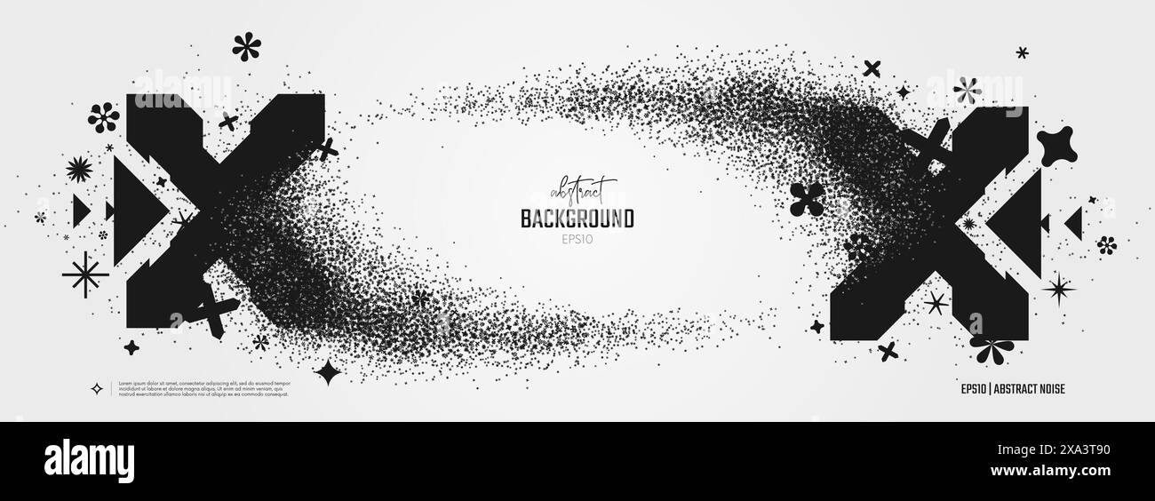 Vector particles with broken graphic elements debris, Сrosses dissolves ...