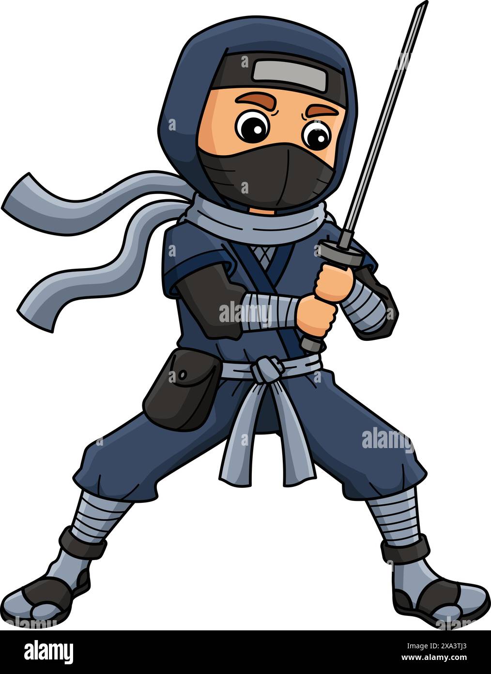 Ninja Holding a Katana Cartoon Colored Clipart Stock Vector Image & Art ...