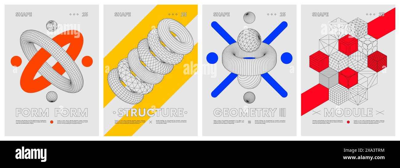 Strange extraordinary graphic assets wireframes of geometrical shapes ...