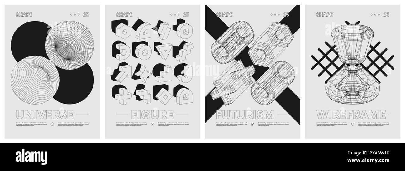 Strange extraordinary graphic assets wireframes of geometrical shapes ...