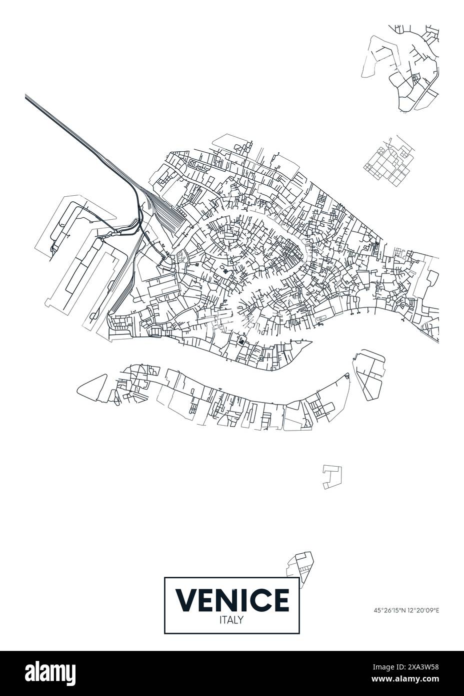 City map Venice, urban planning travel vector poster design Stock ...