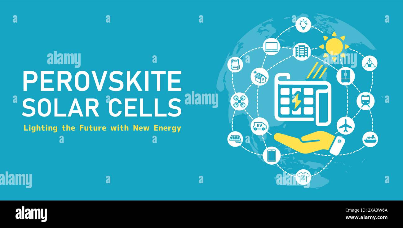 Perovskite solar cell applications vector banner illustration Stock ...