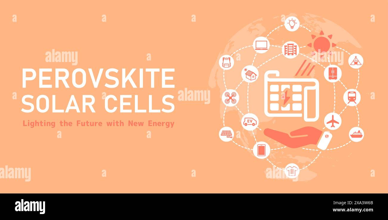 Perovskite solar cell applications vector banner illustration Stock ...