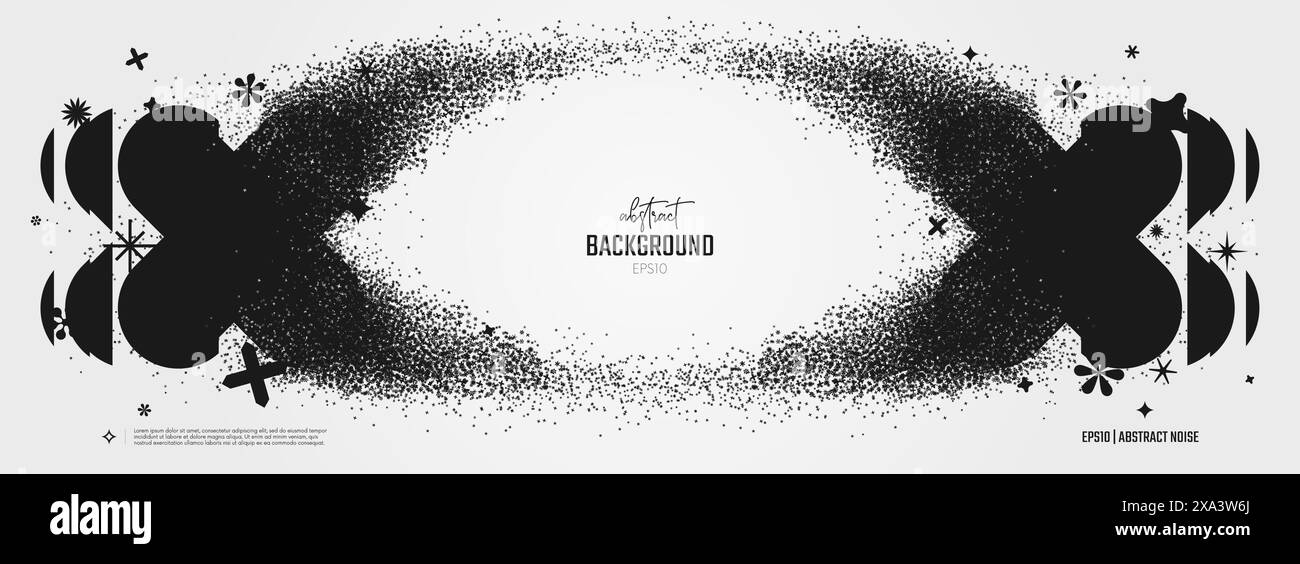 Vector particles with broken graphic elements debris, rounded crosses ...