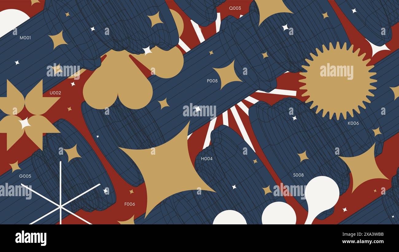 Abstract geometric background with 3d columns wireframes form graphic ...