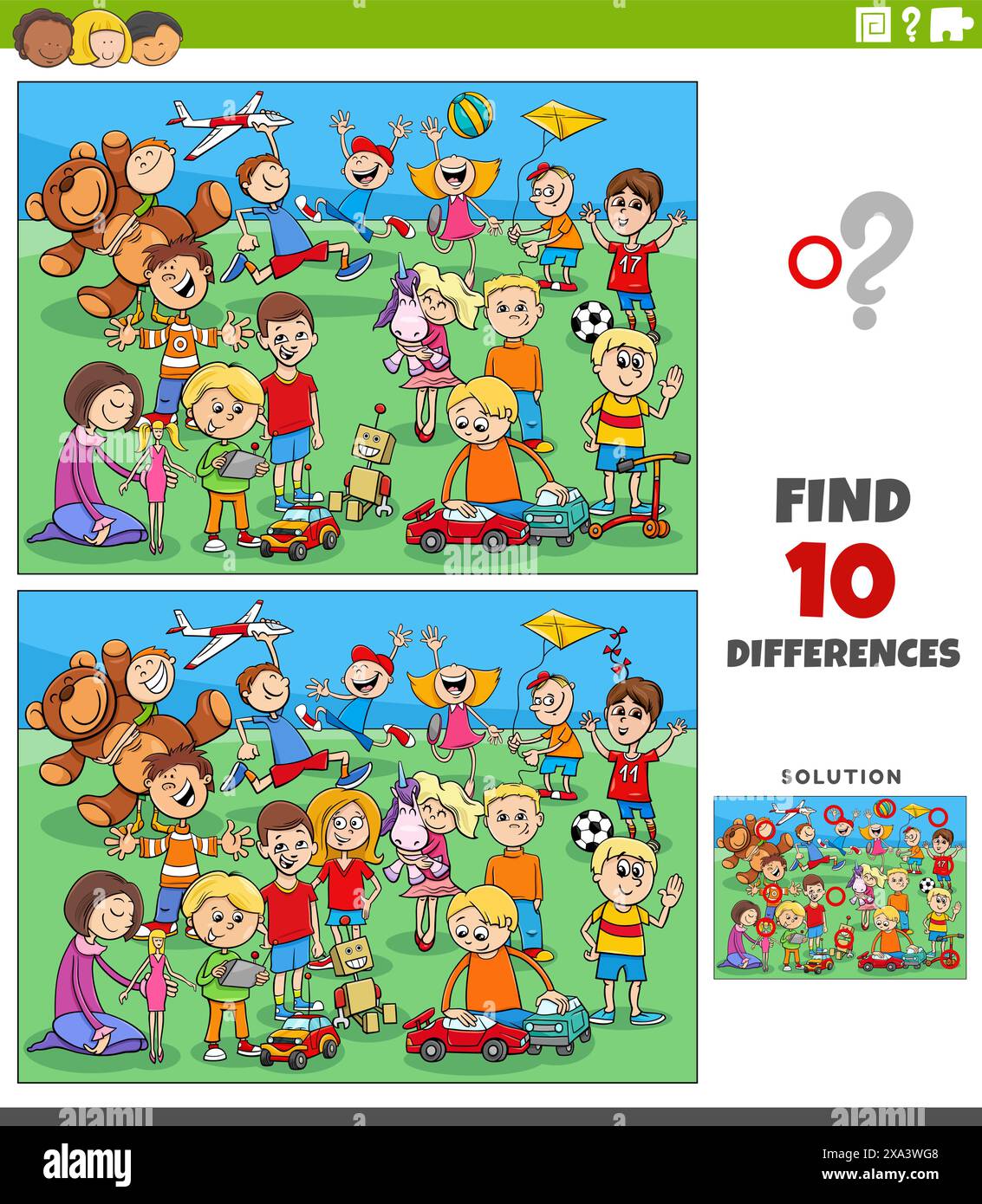 Cartoon illustration of finding the differences between pictures ...