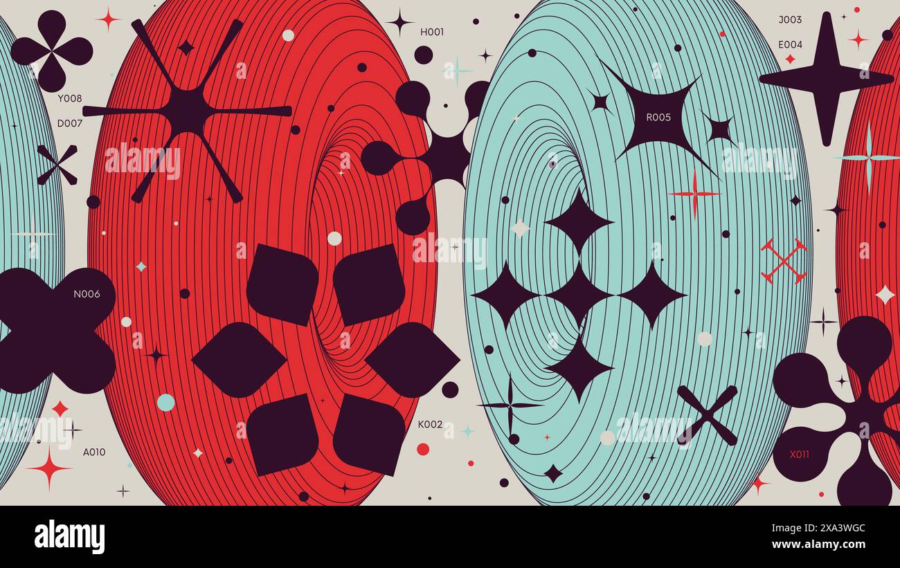 Abstract geometric background with 3d torus wireframes form graphic of geometrical shapes modern ...