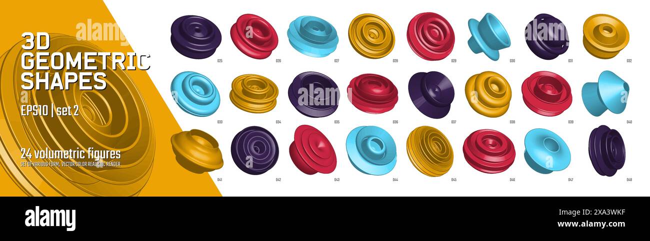 3D Rendering vector abstract geometric graphic elements for design, Collection of various ...