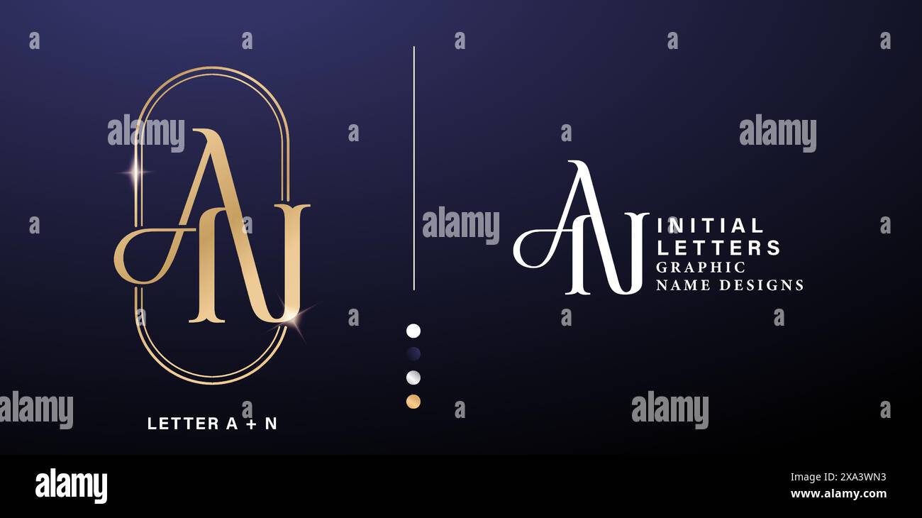 AN elegant monogram letter logo design. luxury gold letters with silver ...