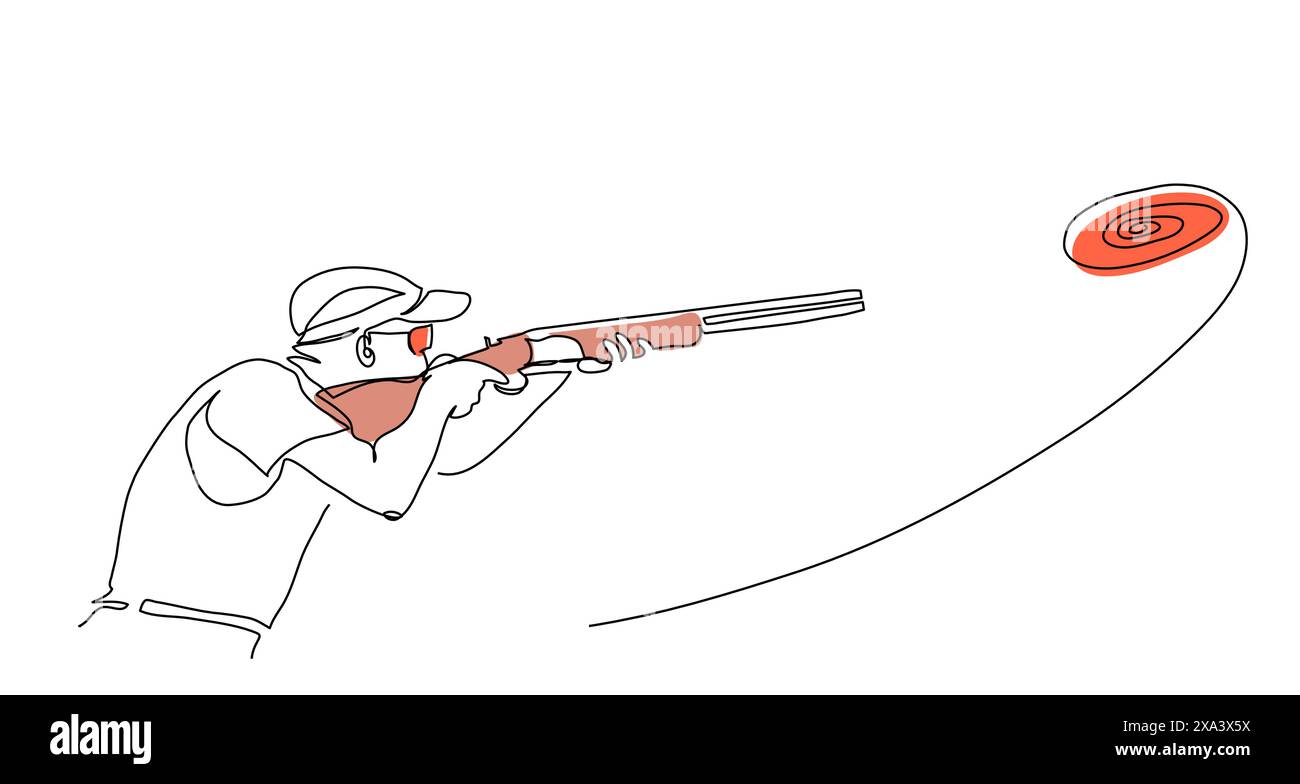 Skeet shooting vector background, banner, poster. One continuous line ...