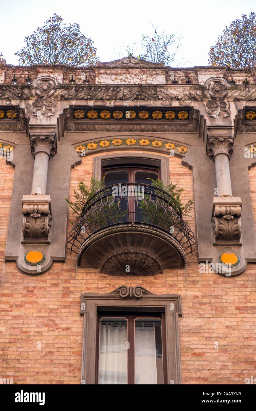 Detail from an ornate European style window of a historical building ...