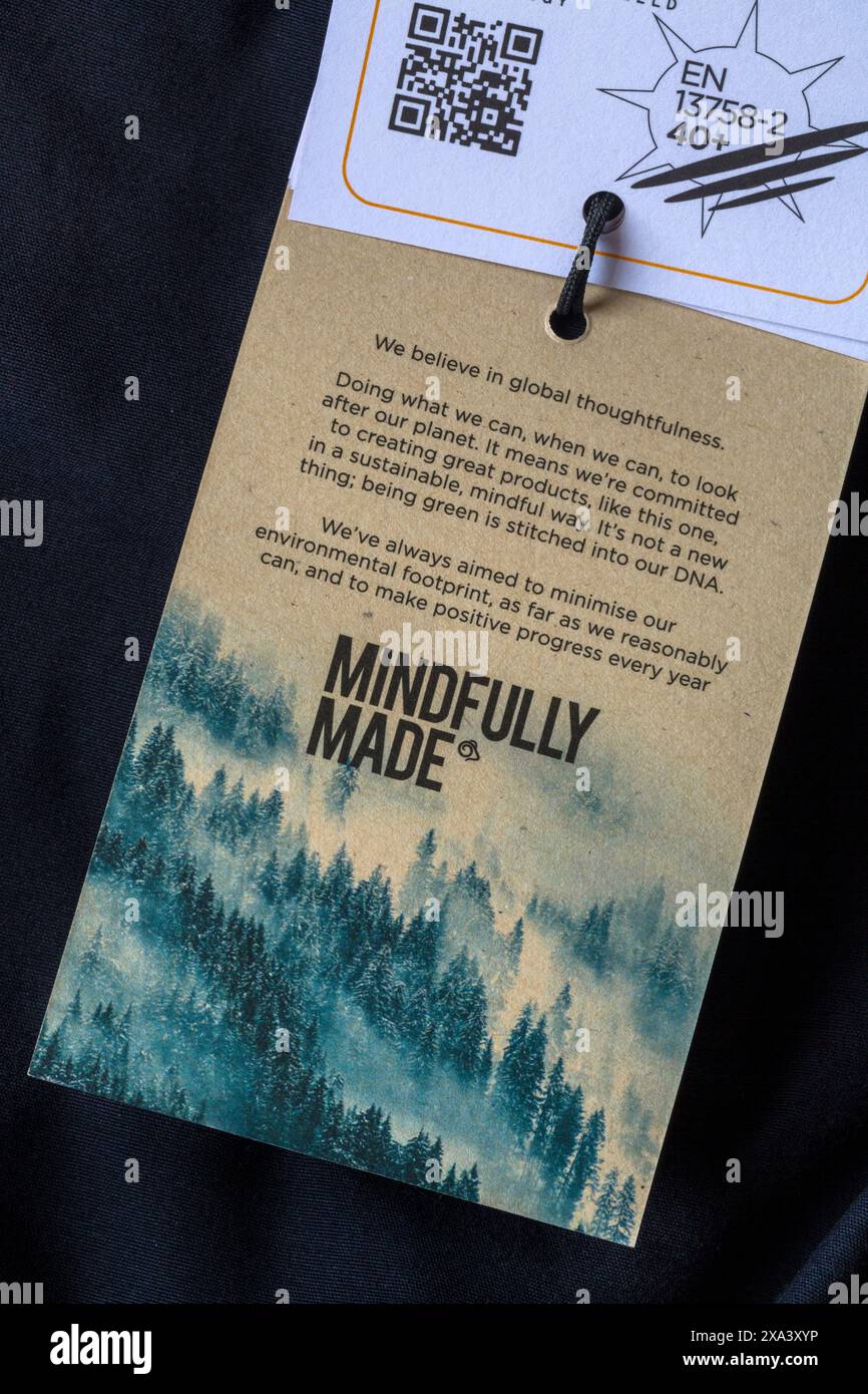 Mindfully Made label on Craghoppers Nosilife Pro Short Sleeved Polo t-shirt Stock Photo - Alamy