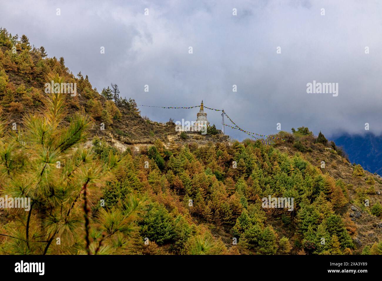 Himalaya mountains landscape with high altitude snow and ice glacier ...