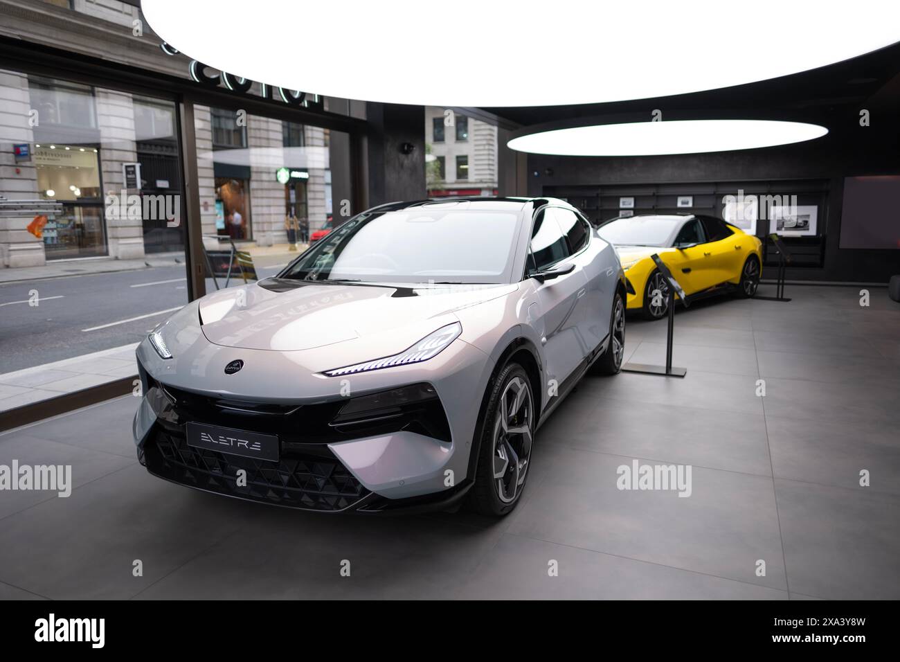 new grey Electric Hyper-SUV Lotus Eletre in showroom, British exciting ...