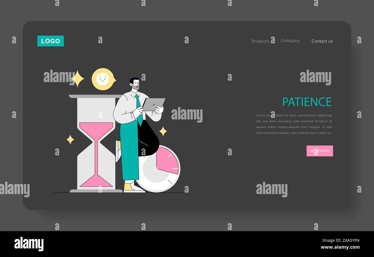 Soft Skills concept. Professional man with hourglass showcasing ...