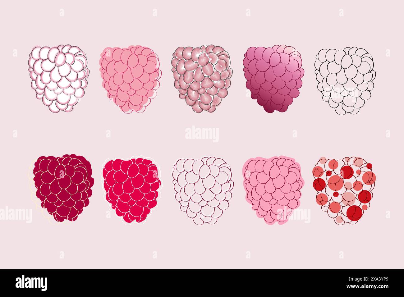 A collection of digital illustrations depicting different variations of ...