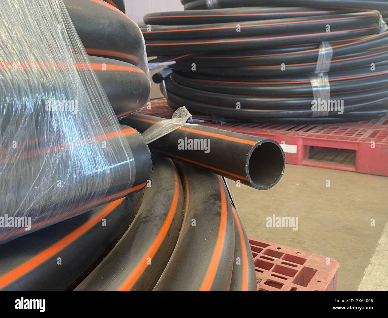 HDPE pipe roll for agriculture water supply Stock Photo - Alamy