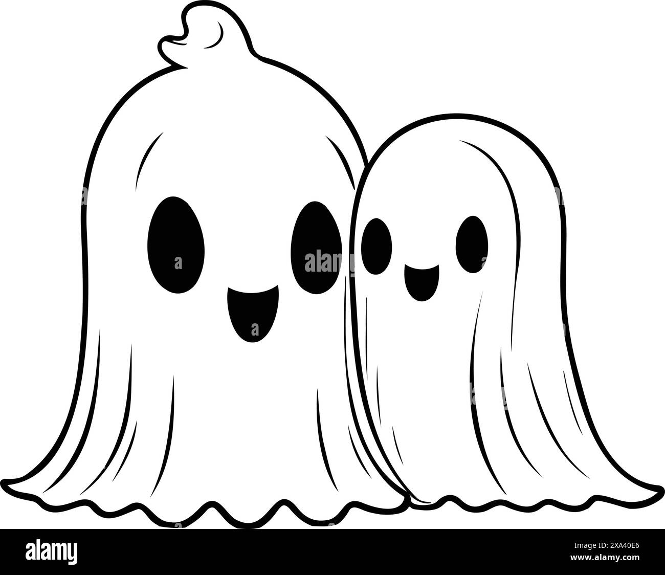 cute ghost couple hearts, baby ghost, boy and girl, holloween ...